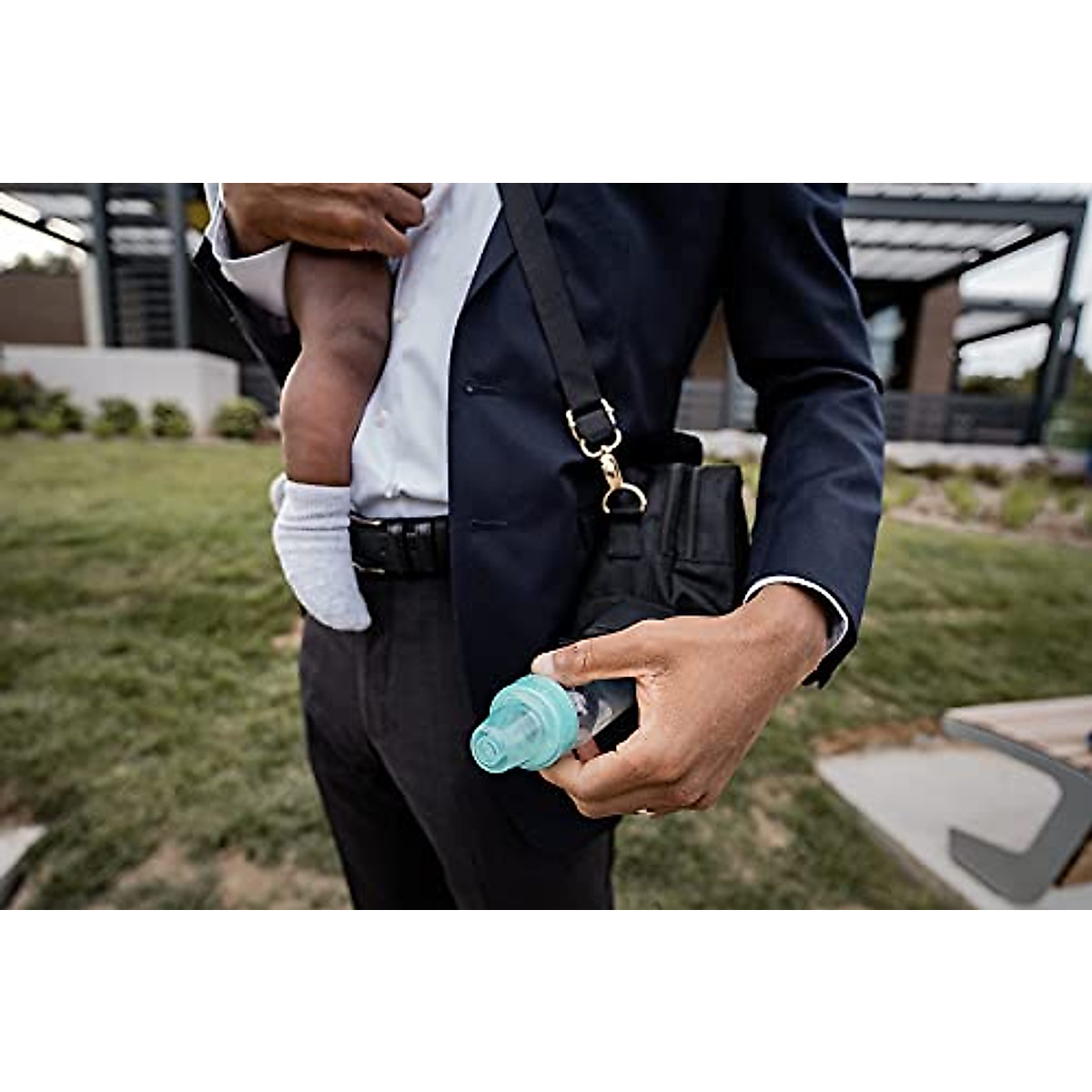 Small Crossbody Diaper Changing Bag with Portable Baby Changing Pad, Front Wipes Pocket Opening, Shoulder & Stroller Straps Included (Black Nylon)