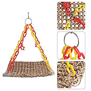 POPETPOP Straw Rope Parrot Swing Perch Birds Flying Trapeze Toy Parakeets Molar Toys Parrot Macaw Training Toys Parakeets Biting Plaything Hanging Toy