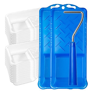 Mister Rui Paint Tray, 23 Pack 2 Inch Paint Tray with Liners, Disposable Paint Roller Trays with Roller Frame, Plastic Paint Tray Liners, Small Paint Trays for Painting