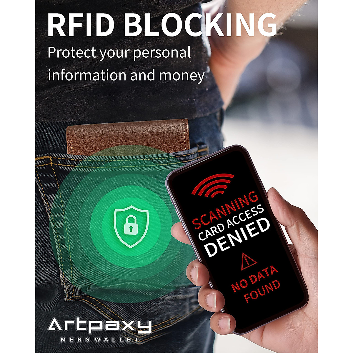 Mens Wallet With AirTag Holder, Bifold Leather RFID Blocking 2 ID Windows 12 Card Holders, Gift Box and Screen Protector Included, AirTag Not Included