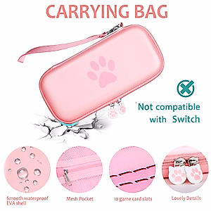 GeeRic 8PCS Case Compatible with Switch Lite, (Not Compatible With Switch) Carrying Case Accessories Kit, 1 Soft Silicon Case + 2 Screen Protector + 4 Thumb Caps + 1 Storage Carrying Bag Pink