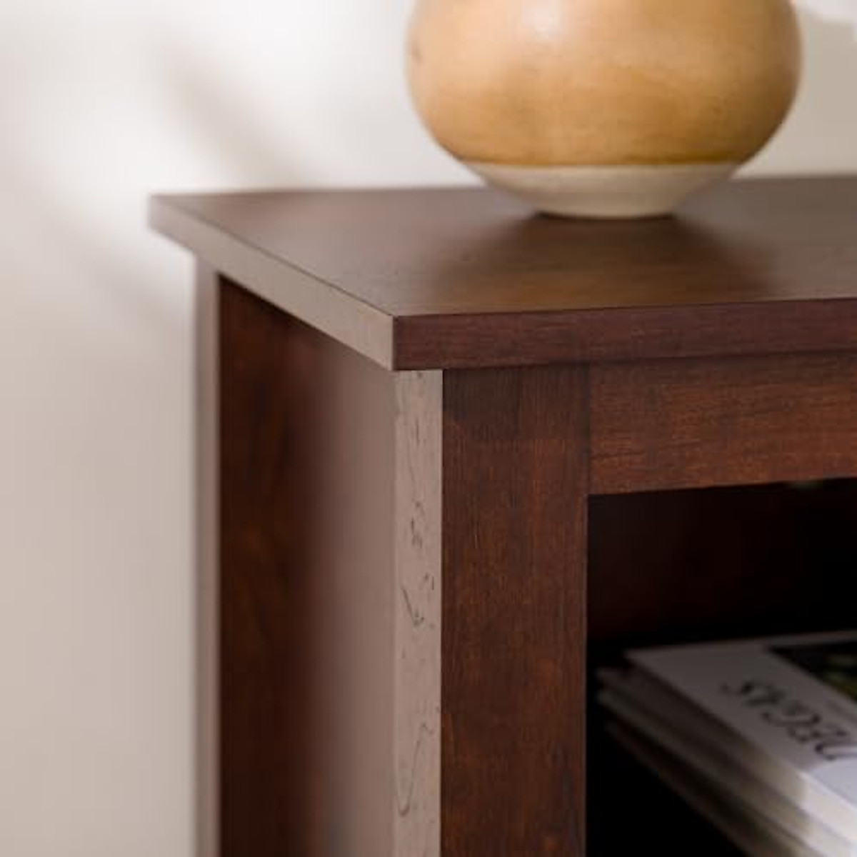 Walker Edison Wren Classic Brown TV Media Console Entertainment Center for 80 Inch Television with Storage Cubby, 70 Inch