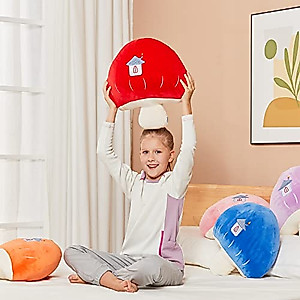 Ailive Red Mushroom Pillows Funky Throw Pillows Mushroom Stuff Room Décor for Living Bedroom Office Nursery Bed car (15.74 Inch)