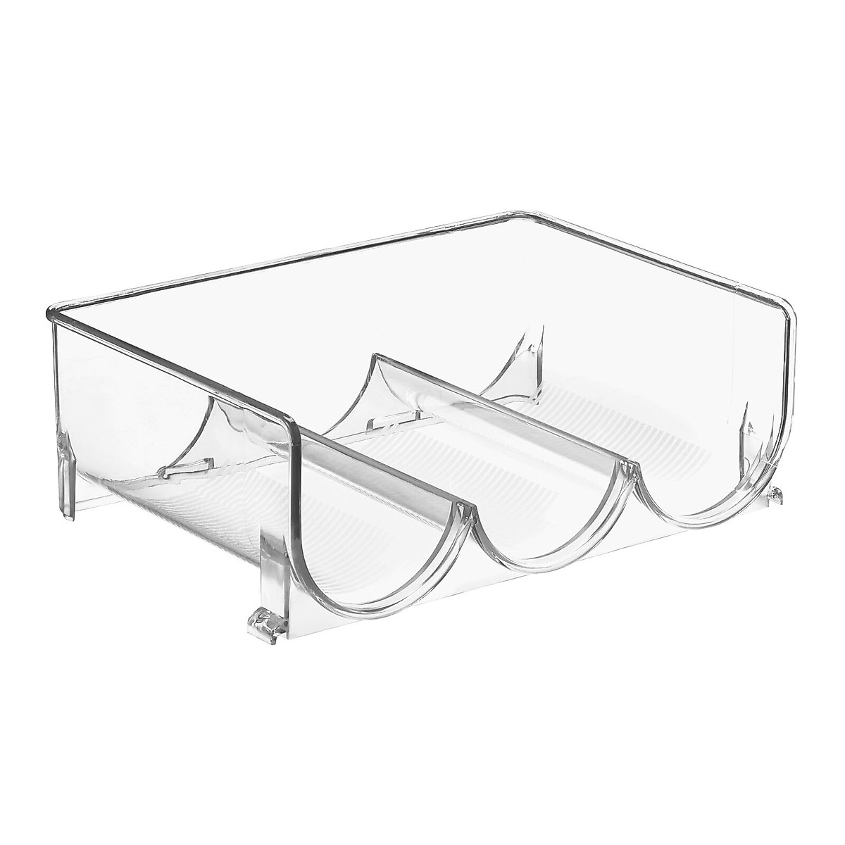 mDesign Stackable Plastic 3 Bottle Refrigerator Wine Rack - Kitchen Storage Organizer Holder for Storing Champagne, Wine, and Water Bottles - Stacking Wine Bottle Organizer for Fridge - 2 Pack - Clear