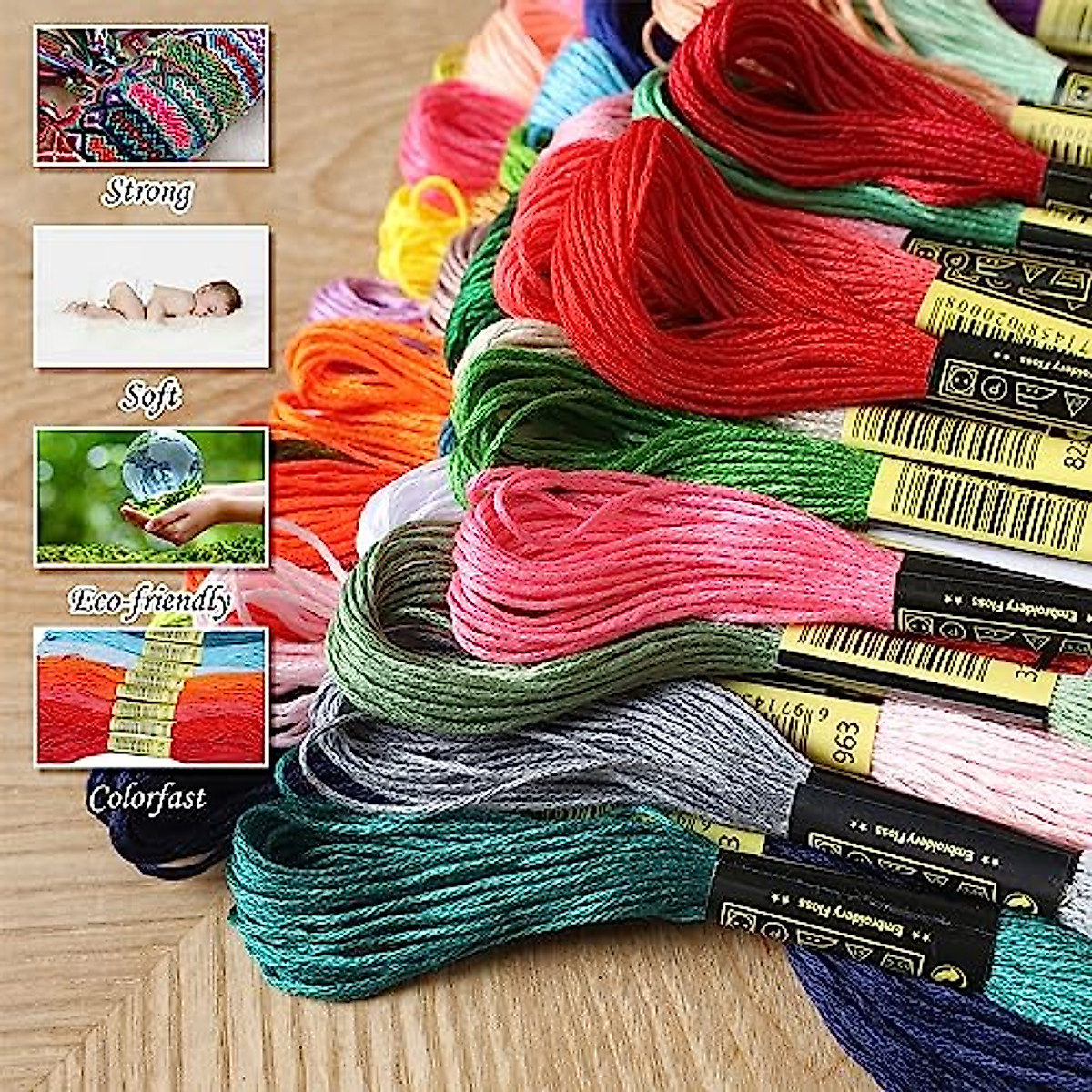 ATDAWN Rainbow Color Embroidery, Cross Stitch Threads, Bracelets, Crafts Floss, 50 Count