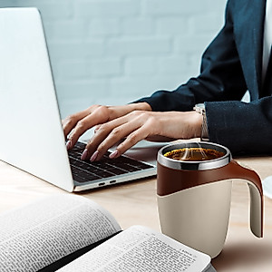 Self Stirring Coffee Mug, Self Mixing Coffee Mug,14Oz Stainless Steel Insulated Reusable Coffee Cup, Spinning Home Office Travel Mixer Cup Best Cute Christmas Birthday Gift (New Coffee)