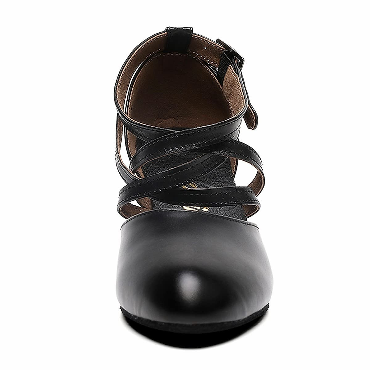 Womens Black Cross Strap Character Shoes Latin Salsa Ballroom Dance Heels Wedding Dress Pumps (8 / Black)