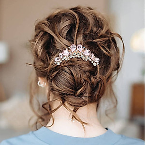 inSowni 4 Pack Luxury Glitter Sparkly Gems Crystal Rhinestones Pearl Metal Hair Side Combs Slides with Long Teeth Bun Chignon Updo Hairpins Barrettes Hair Clips Accessories for Women Girls