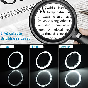 Magnifying Glass with Light, 30x 60x Magnifying Glass for Reading Lighted - 33 LEDs Magnifying Glass Magnifier Magnifier with Light