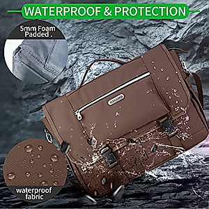 HXLGMD Messenger Bag for Men Women 15.6-17 Inch Laptop Briefcase Water-resistant Computer Shoulder Bag with Water Bottle Pocket, Large Crossbody Satchel Bag Work School Travel, Brown…