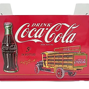 The Tin Box Company Coca Cola Tin Utensil Caddy with Handle, red