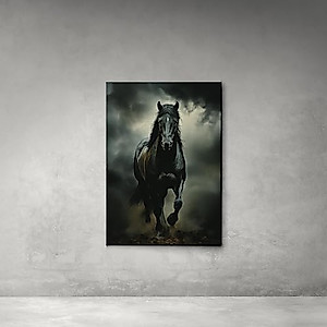 Majestic Black Stallion Galloping In The Clouds, Black Horse On Salt Flats, Canvas Print, Black Horse Print, Black Horse Wall Art, Canvas Prints, Art Print