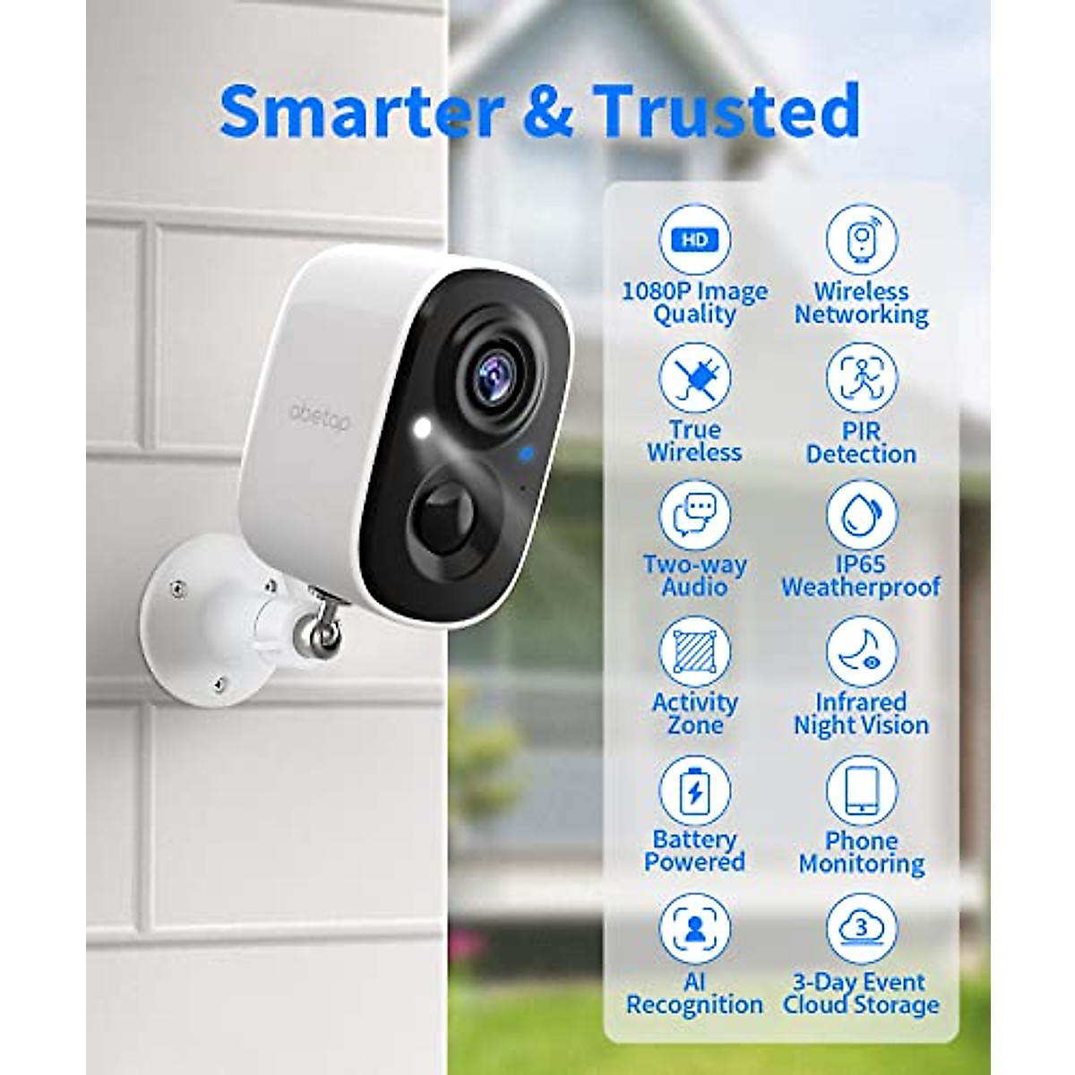 Outdoor Security Camera, Wireless Outdoor Camera with Color Night Vision, AI & PIR Motion Detection, Battery Powered Security Camera Wireless Outdoor, 1080P HD Security Camera, 2-Way Audio, SD/Cloud
