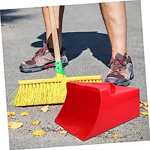 BUGUUYO Garbage Cleaning Dustpan Indoor Dustpans Commercial Sweeping Supplies Household Dustpans Stackable Feed Scoop Upright Pans Trash Cleaning Shovels Kitchen Dustpans Red Plastic