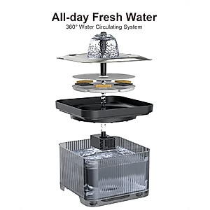 Espelho Cat Water Fountain, 101oz/3L Wireless Pump Pet Water Fountain for Cats and Dogs, Ultra Quiet Easy to Clean and Assemble, Filters Included, Dual Working Mode