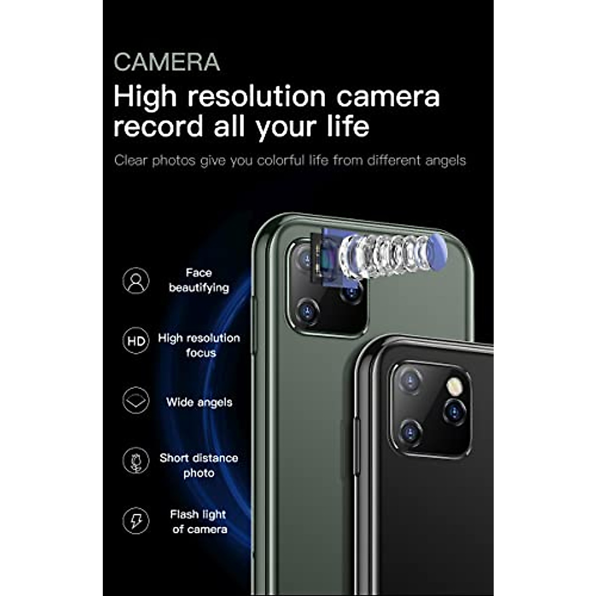 XS11 2.5in Mini Smart Phone, Unlocked Cellphone 6.0 1GB 8GB ROM 2023 New Years Phone Gifts for Kids (Dark Night Green)