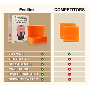 Eesilim Kojic Acid Soap (2 Pack x 65G Turmeric Bars) Dark Spot Remover & Scars- Retiol,Vitamic C，Hyaluronic Acid（Citrus）