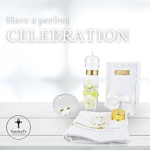 5 Pcs White Baptism Candle Set for Boys and Girls - Velas para bautizo - Vela de bautizo para niño - Vela para bautizo de niña - Catholic Baptism Candle Set Girl - Baptism kit Baptism Shell Bible