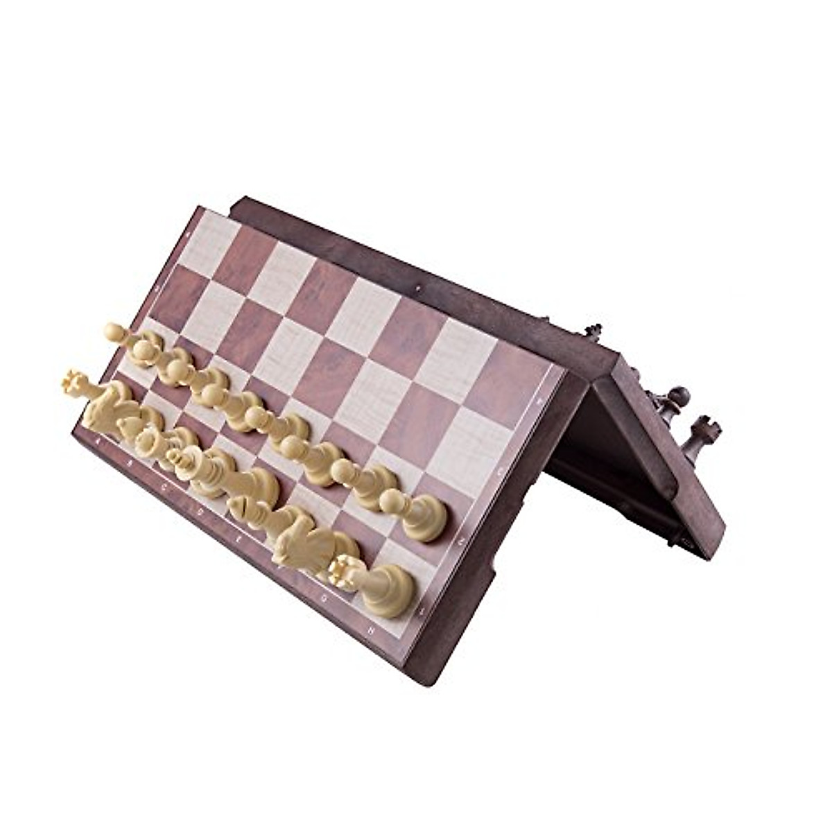 Checkers Game Board - 2 in 1 Folding and Magnetic Chess Game. Great for Travel Chess Set Strategy Game is 12.5 x 12.5, International Chess Set