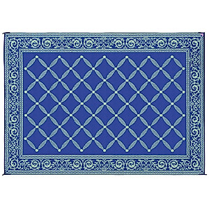 Stylish Camping 119123 9-feet by 12-feet Reversible Mat, Plastic Straw Rug, Large Floor Mat for Outdoors, RV, Patio, Backyard, Picnic, Beach, Camping (Blue/Light-Green)