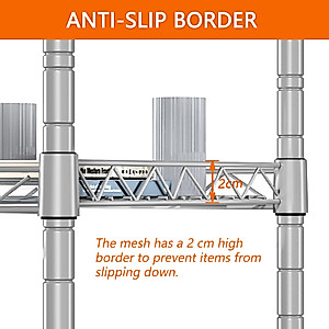 YOHKOH 3 Tier Storage Shelves Rack,16.6L x 11.5W x 32.5H Adjustable Metal Shelf Units,Steel Storage Wire Shelving,Closet,Kitchen,Home,Office with 5 Hooks Silver