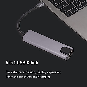 USB C Hub Multiport Adapter, 5 in 1 5 in 1 Hub Fast Data Transfer 4K Ultra HD Video for Charging Data Conversion