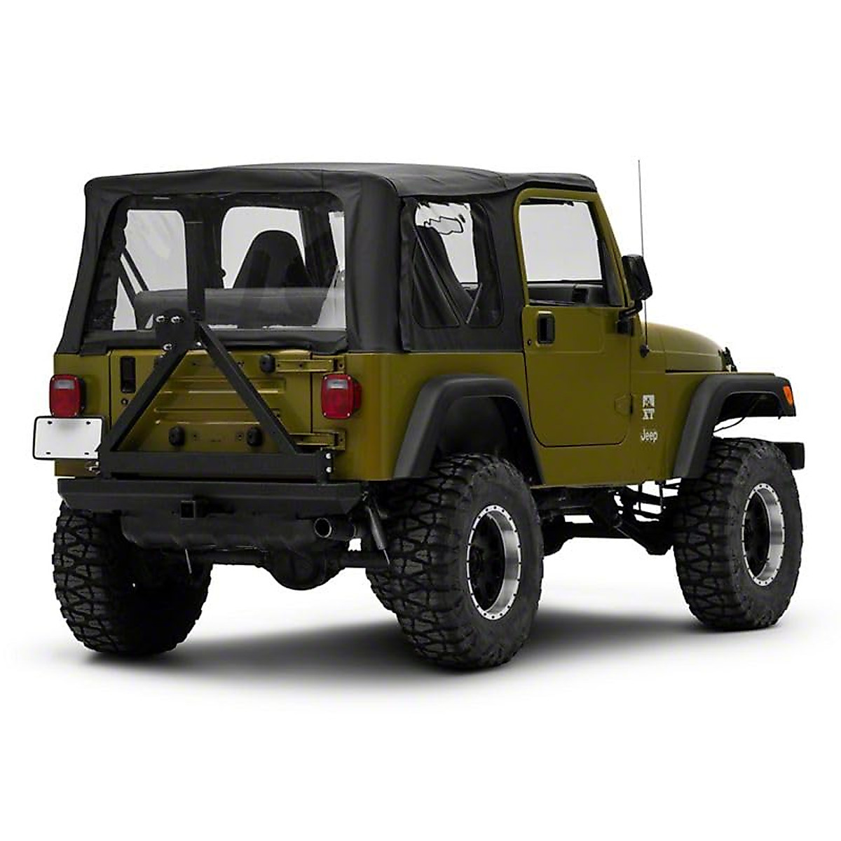 Redrock 4x4 Rock Crawler Rear Bumper with Tire Carrier; Textured Black Compatible with 87-06 Jeep Wrangler YJ & TJ