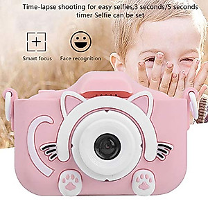 2inch Screen Kid's Camera, Photo taking Toy Children's Camera, 24 Million Pixel Cartoon Digital Camera DV for children's Birthday Holiday Gifts, Support 32GB TF Card/600mAh Battery(pink)