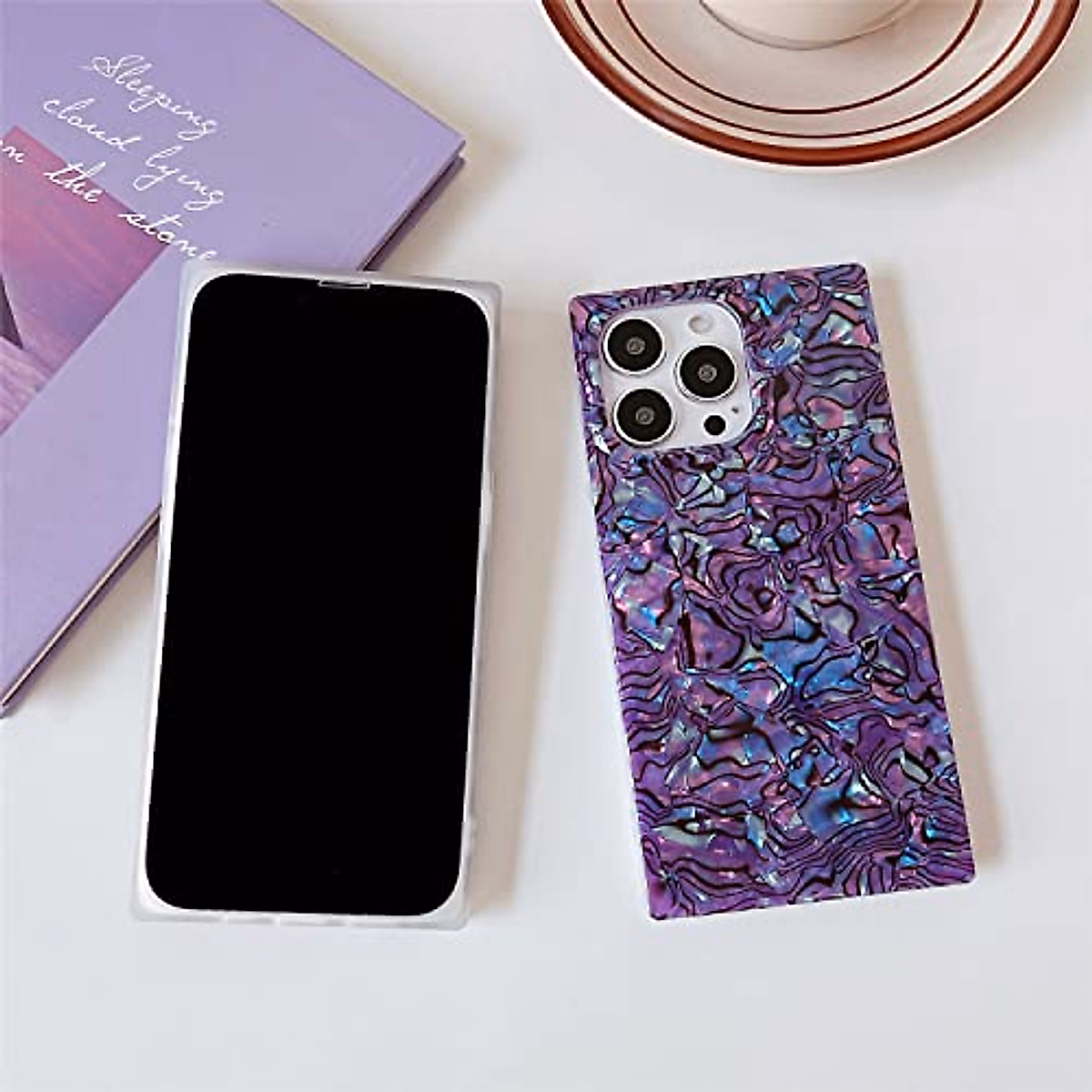 Cocomii Square Case Compatible with iPhone 13 Pro - Slim, Glossy, Opalescent Pearl, Iridescent Glitter, Easy to Hold, Anti-Scratch, Shockproof (Abalone)
