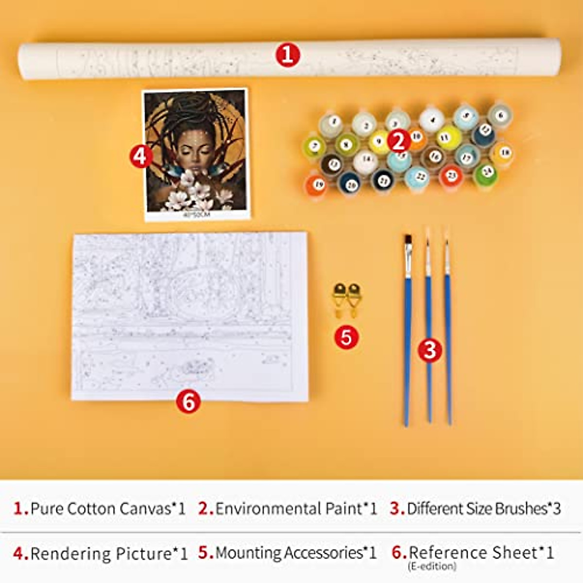 TUMOVO Paint by Number for Adults, African Girls Abstract Paint by Numbers, Lucky Girl Paint by Numbers for Adults Beginner, Flower Braids Girl Flower Picture Oil Painting Canvas Wall Art “16x20”