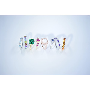 Tirafina Amethyst and Lab-Created White Sapphire Band Ring, Alternating Stones, Sterling Silver, (3.5mm stone)