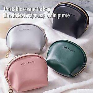 Eliaukly Small Makeup Bag,Cute Cosmetic Bag Coin Purse Lipsticks Pouch with Zipper for Women Makeup Essentials Accessories(Black)