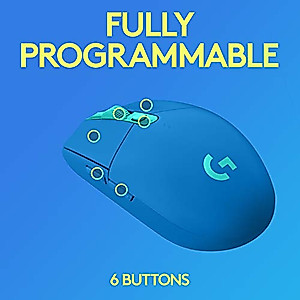 Logitech G305 LIGHTSPEED Wireless Gaming Mouse, Hero 12K Sensor, 12,000 DPI, Lightweight, 6 Programmable Buttons, 250h Battery Life, On-Board Memory, PC/Mac - Blue