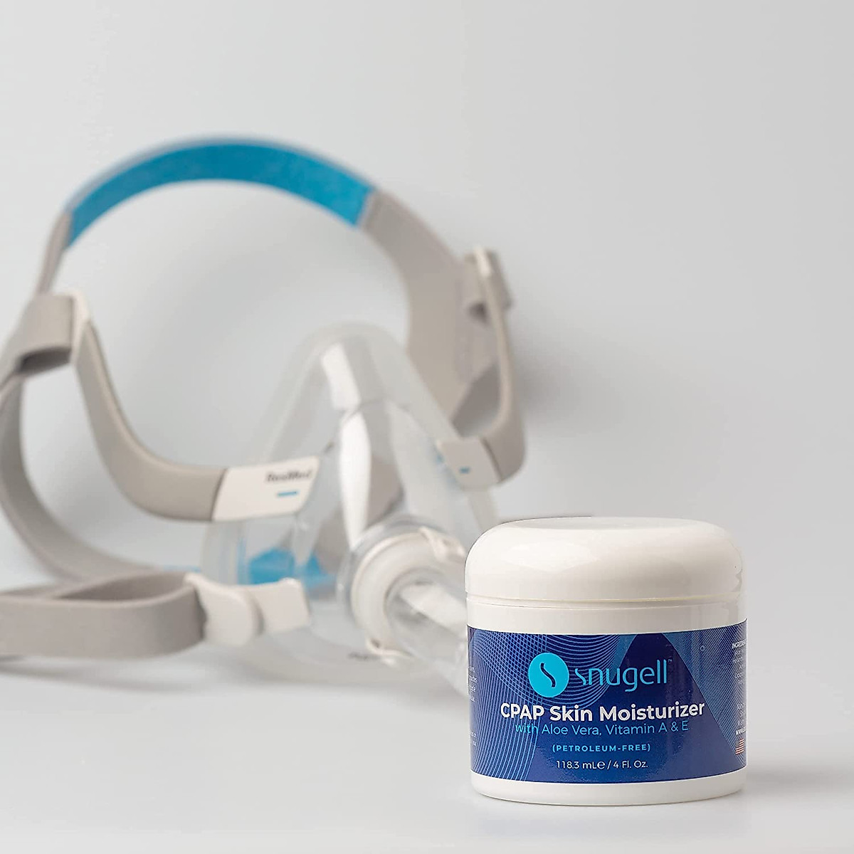 Snugell CPAP Skin Moisturizer Daily Face Cream with Aloe Vera and Vitamin A & E | Petroleum-free | Fragrance-free | Non-greasy | Specially Designed for CPAP users | 4 Fl. Oz.