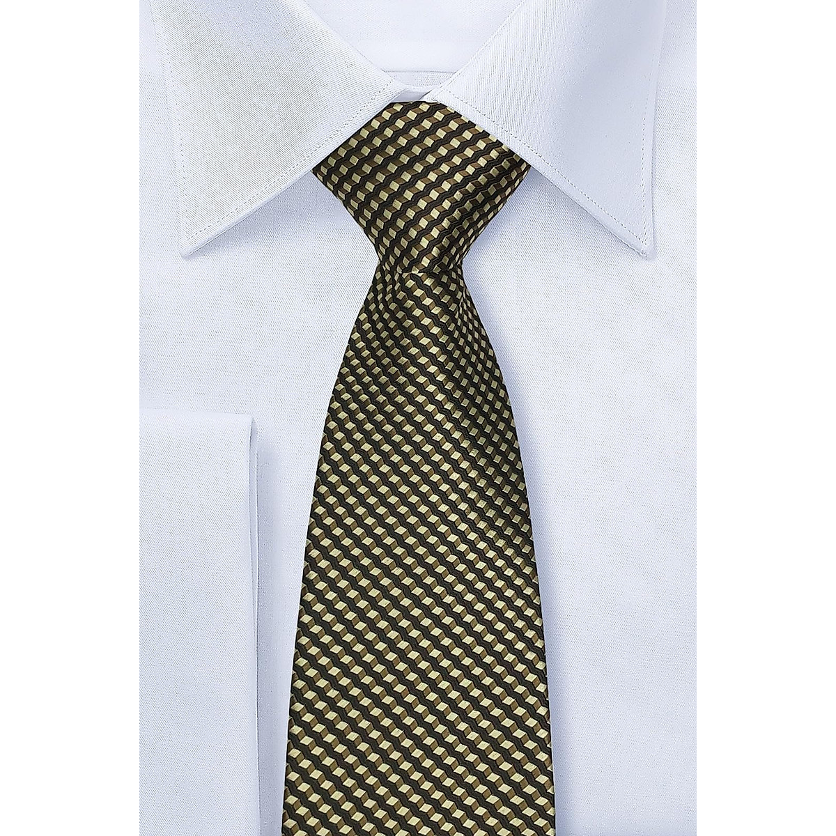 Retreez Wavy Zig Zag Stripe Pattern Woven Men's Tie - Brown
