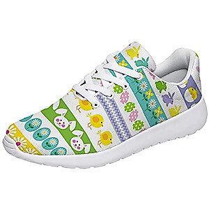 vogiant Girls Women's Tennis Shoes Lightweight Running Sneakers White Easter Pattern Gym Golf Shoes Gifts for Ladies,US Size 7 Women/5 Men