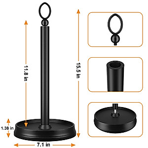 KASUNTO Paper towel holder (with heavy weighted base)Steel Paper towel holder countertop，Black paper towel holder for Kitchen Countertops, Bars & Dining Tables,Fits Standard & Jumbo Rolls,Matte Black