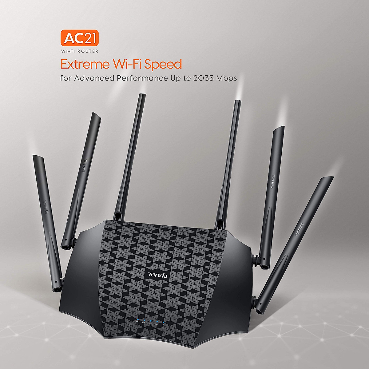 Tenda AC21 Smart WiFi Router - Dual Band Gigabit Wireless (up to 2033 Mbps) Internet Router for Home, 4X4 MU-MIMO Technology, Parental Control Compatible with Alexa (AC2100)