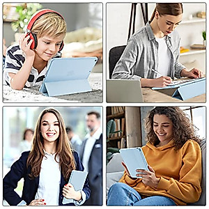 ProCase Smart Case for iPad 10.2 iPad 9th Generation 2021/ iPad 8th Generation 2020/ iPad 7th Generation 2019 Case with Pencil Holder, Trifold Stand Hard Frosted Back Cover for iPad 10.2" -SkyBlue