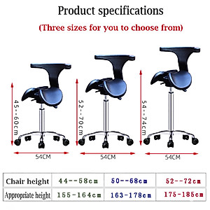 SFKLYU Ergonomic Saddle Stool Adjustable Saddle Stool Ddental Stool Rolling Chair with Armrests for Home Office Dental Salon Shop,M