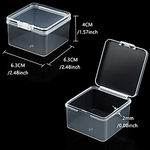 SATINIOR 24 Packs Small Clear Plastic Beads Storage Containers Box with Hinged Lid for Storage of Small Items, Crafts, Jewelry, Hardware (2.48 x 2.48 x 1.57 Inches)