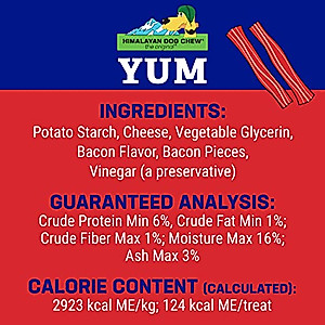 Himalayan Dog Chew Yak Cheese Dog Chews, 100% Natural, Long Lasting, Gluten Free, Healthy & Safe Dog Treats, Lactose & Grain Free, Protein Rich, For All Breeds, Medium, Bacon Flavor, 4.5 oz