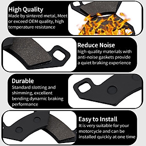 SOLLON Front and Rear Brake Pads for Arctic Cat 250 300 350 366 400 450 500 550 570 650 700 1000 Prowler 400 450 500 570 700 1000 Alterra Mud Pro Prowler Wildcat Trail 2004-2020
