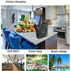 ZzWwR Stylish Funny Cheshire Cat Pattern Extra Large Canvas Beach Travel Reusable Grocery Shopping Tote Bag Portable Storage HandBag