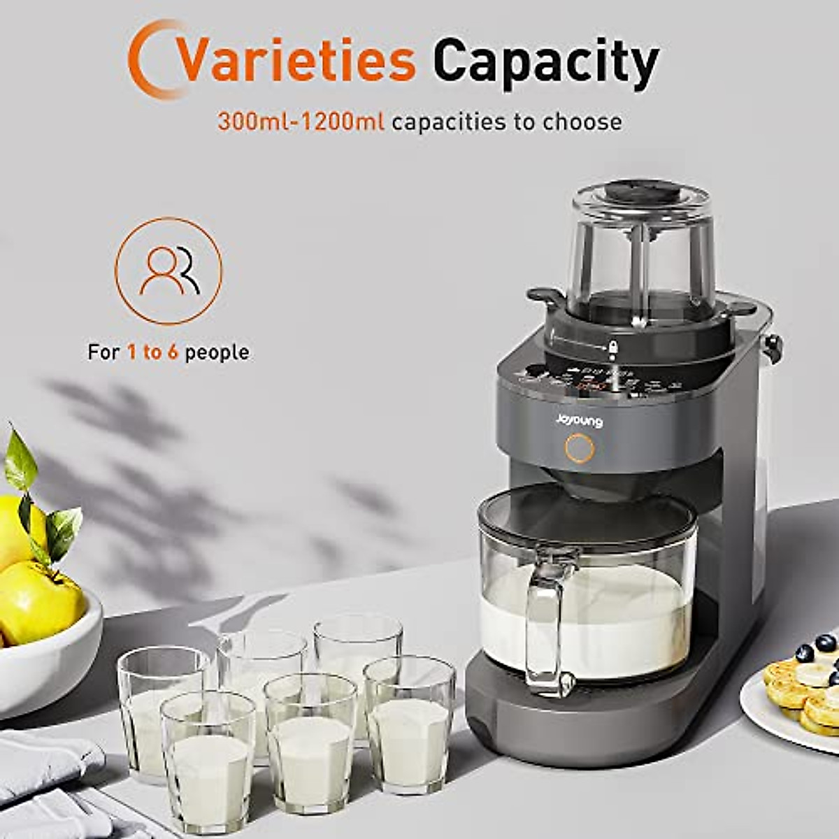 JOYOUNG Blender Fully Automatic, Soy Milk Maker, Glass Blender Cold and Hot with 8 Presets, Self-cleaning Blenders for Kitchen, Soup Maker, Almond Milk, Oat Milk, Shakes and Smoothies, Soy Milk.