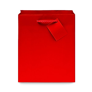 Red Gift Bags - 12 Pack Medium Red Gift Bags with Handles, Gift Wrap Paper Euro Totes for Valentine's Day, Holiday Gift Wrap, Birthday & Wedding, Small Business, Retail & Boutiques, Bulk - 7.5x3.5x9