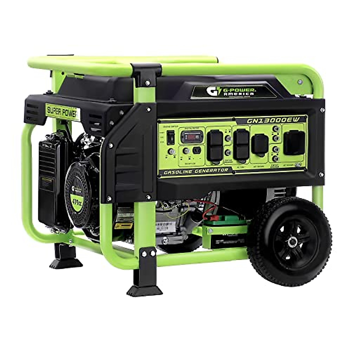 Green-Power America Portable Generator 13000 Watt,Gasoline Powered,Recoil/Electric Start, 12V-8.3A Charging Outlets, Home Back Up & RV Ready
