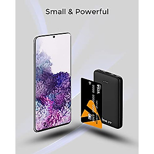 Vida IT Compact Power Bank Portable Charger for Samsung Galaxy S21 S20 S10 S7 Edge Google Pixel 6 6A 5 4 4A Motorola LG Android Cell Phone USB-C External Battery Pack 5000mAh with Built-in Cable