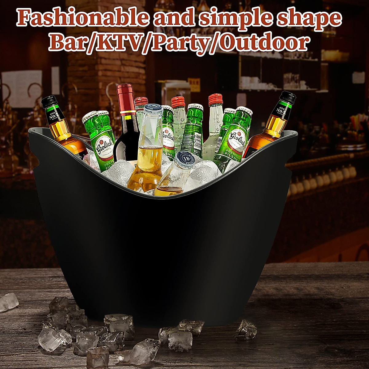 8l Ice Bucket,Ice Buckets For Parties,Ice Bucket For Cocktail Bar,Large Ice Bucket,Party Bathtub,Blackbeverage Bucket,Ice Bucket In Home & Kitchen