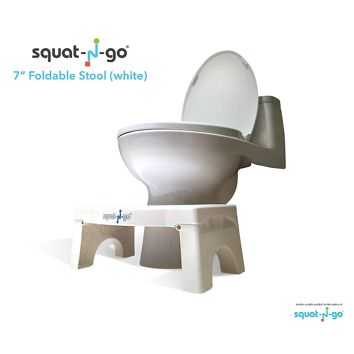 Squat N Go Folding Squatting Stool | The Only Foldable Toilet Stool | Convenient and Compact Great for Travel | Fits All Toilets, Folds for Easy Storage, Use in Any Bathroom | White Color |